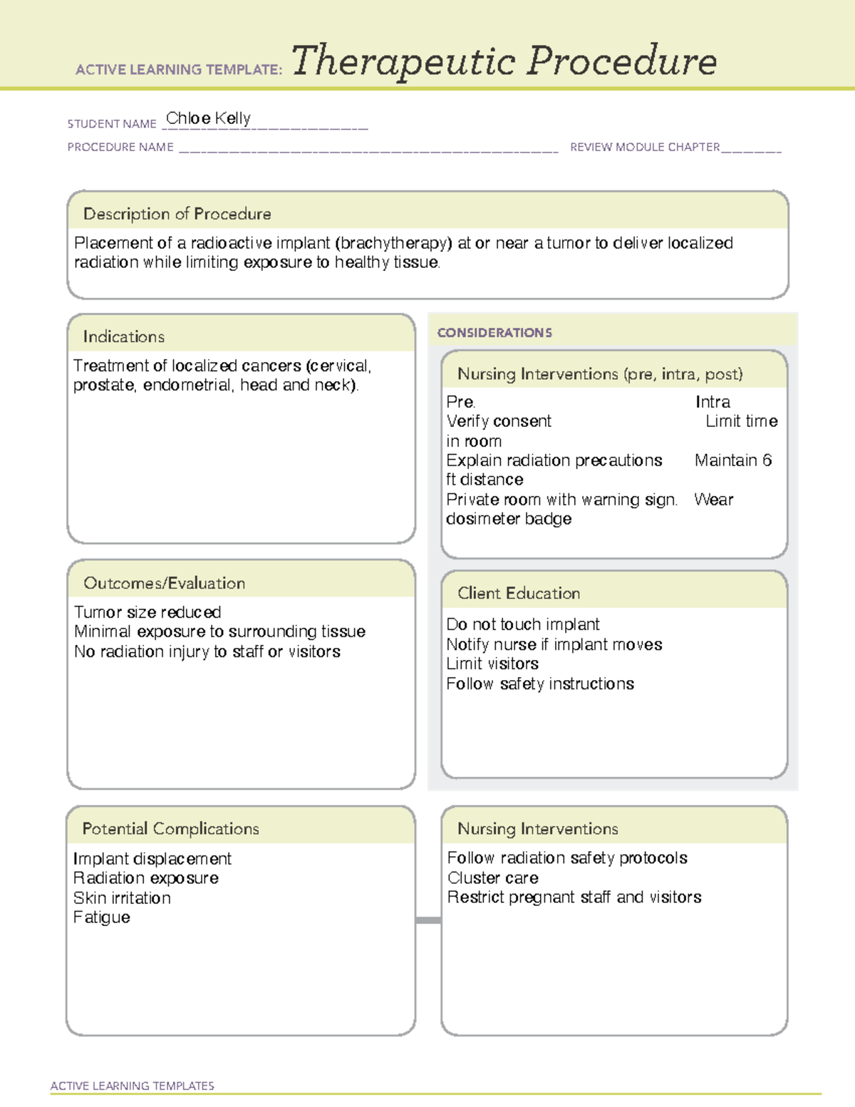 ATI Active Learning Template: Therapeutic Procedure - Brachytherapy ...