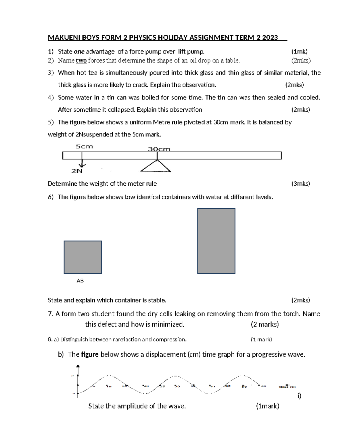 Physics F - more on zeraki learning - AB MAKUENI BOYS FORM 2 PHYSICS ...