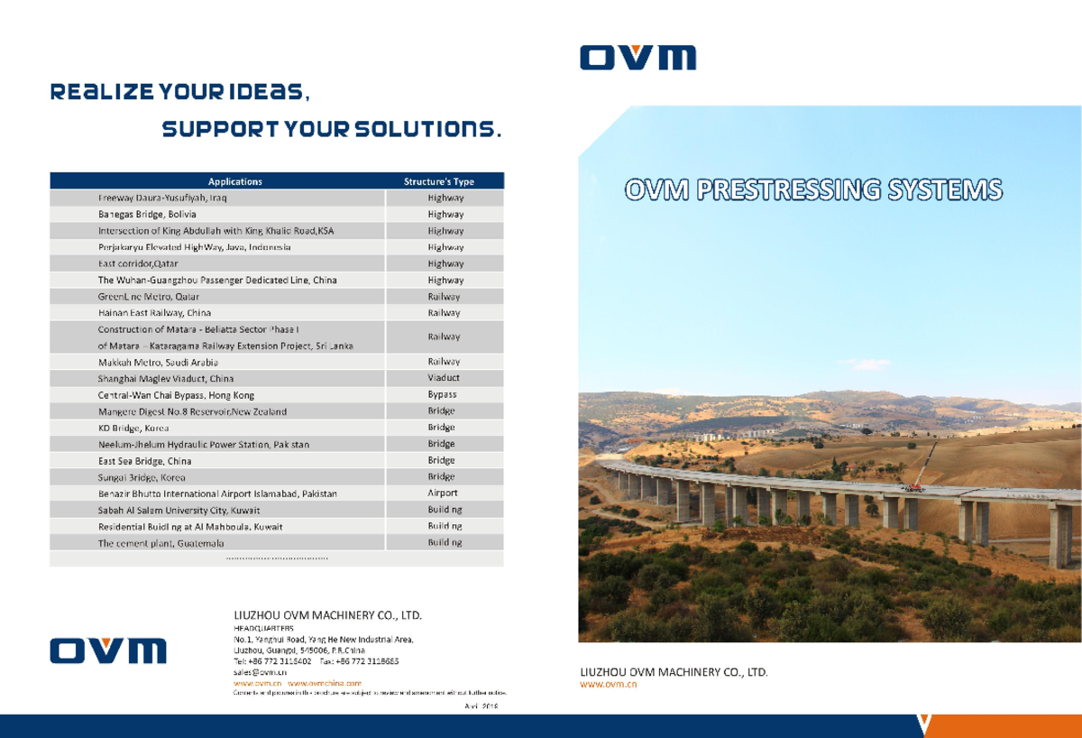 OVM Prestressing System - ovm REALIZE YOUR IDEAS, SUPPORT YOUR ...