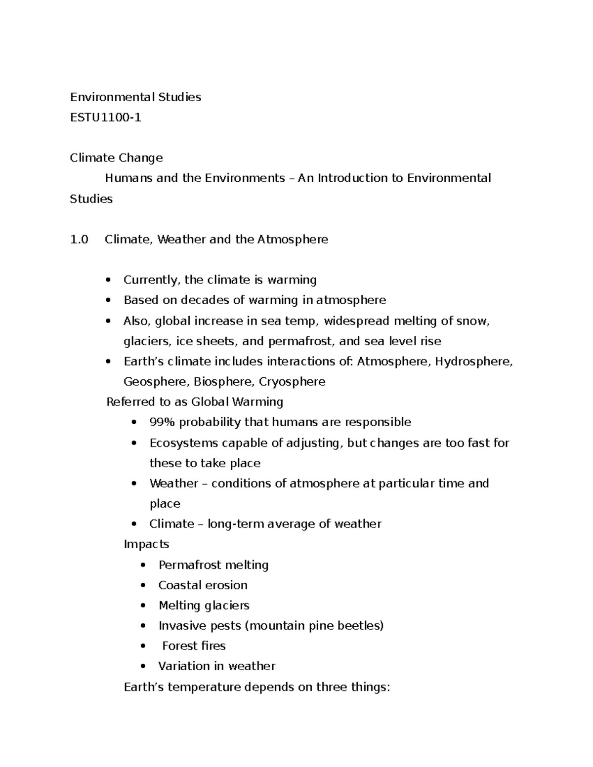 ESTU1100 - Lecture Notes on Climate Change and Environmental Impact ...