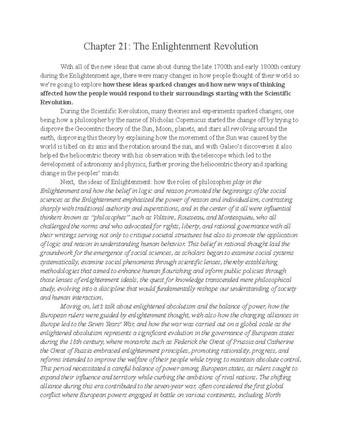 Chapter 21 The Enlightenment Revolution Essay - Chapter 21: The ...