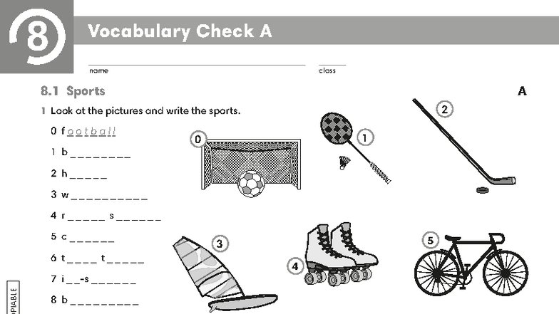 ECA1 Vocabulary Check: Sports & Healthy Lifestyle 8A - Studocu