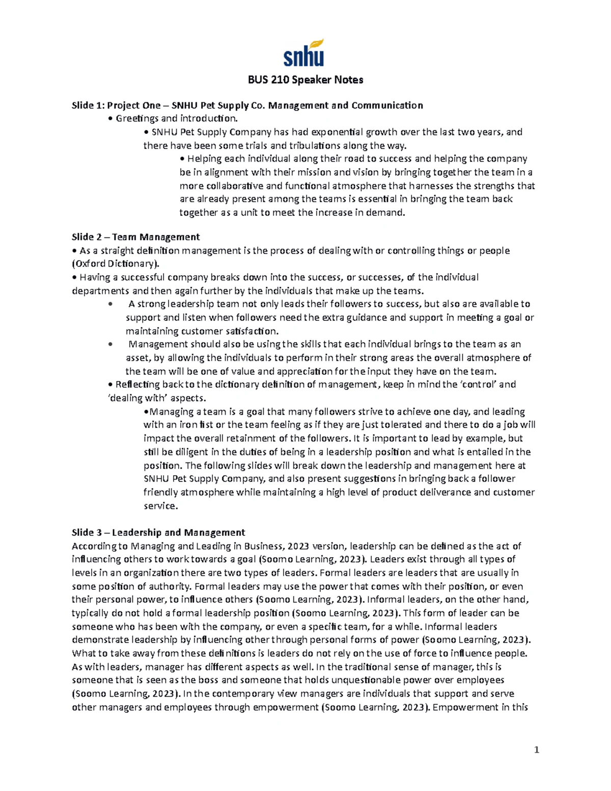 BUS 210 Module 7 Presentation Speaker Notes Template - Studocu