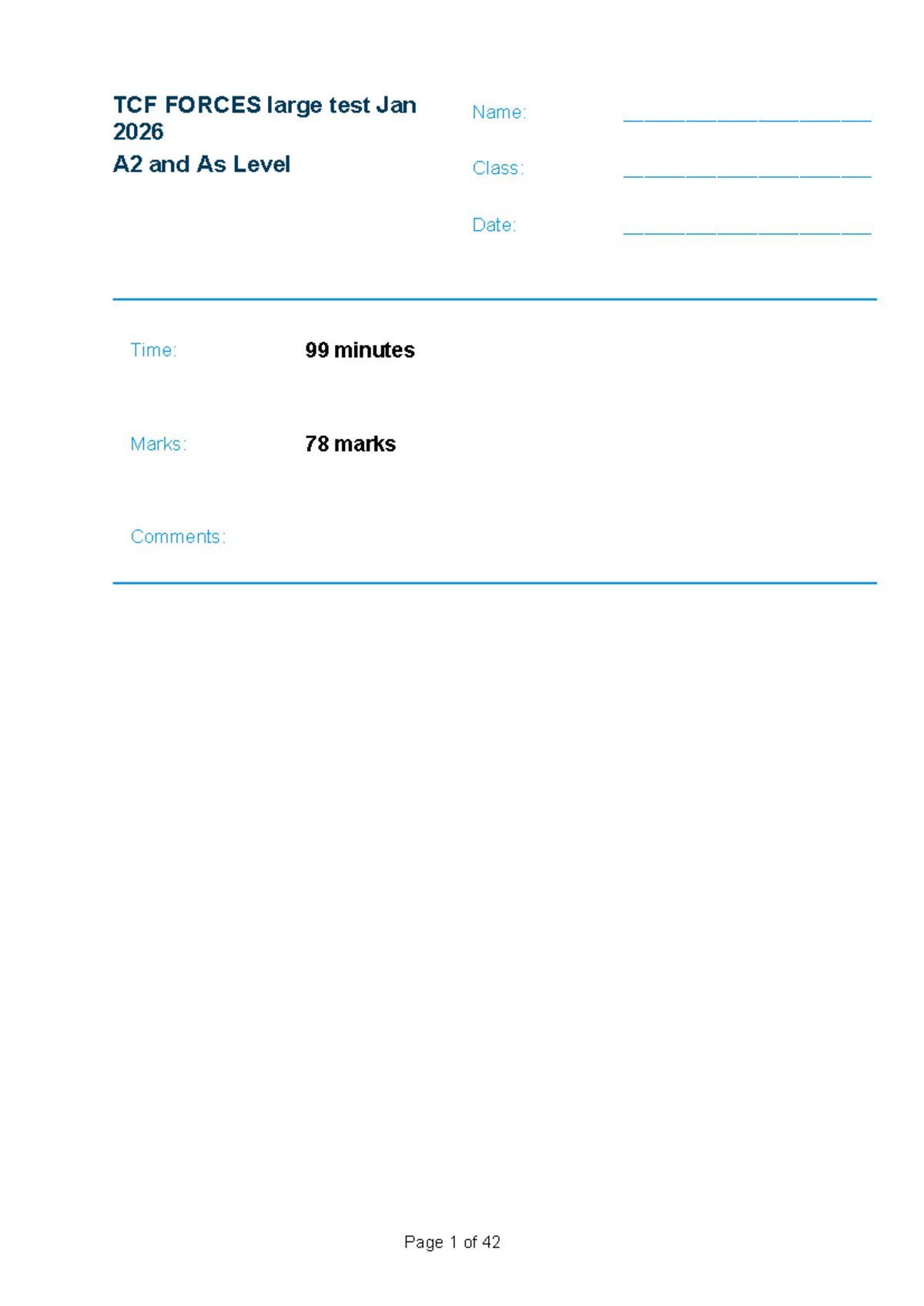 TCF Forces Large Test Jan 2026 with Mark Scheme - Studocu