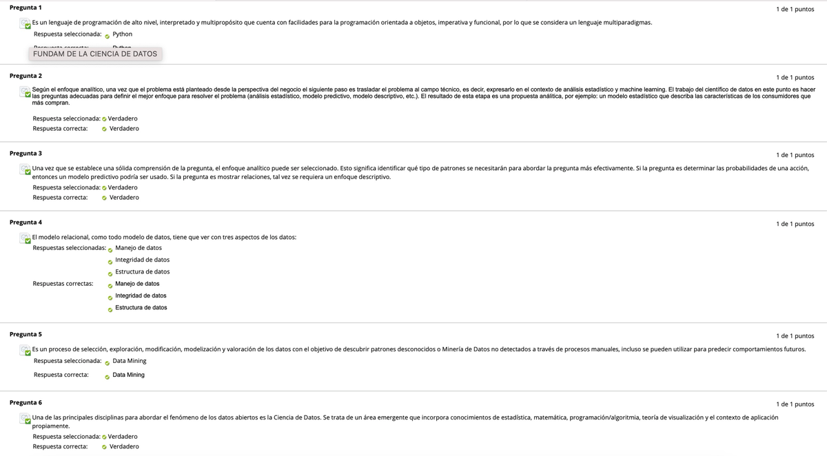 FUNDAM DE LA CIENCIA DE DATOS: Preguntas y Respuestas Clave - Studocu