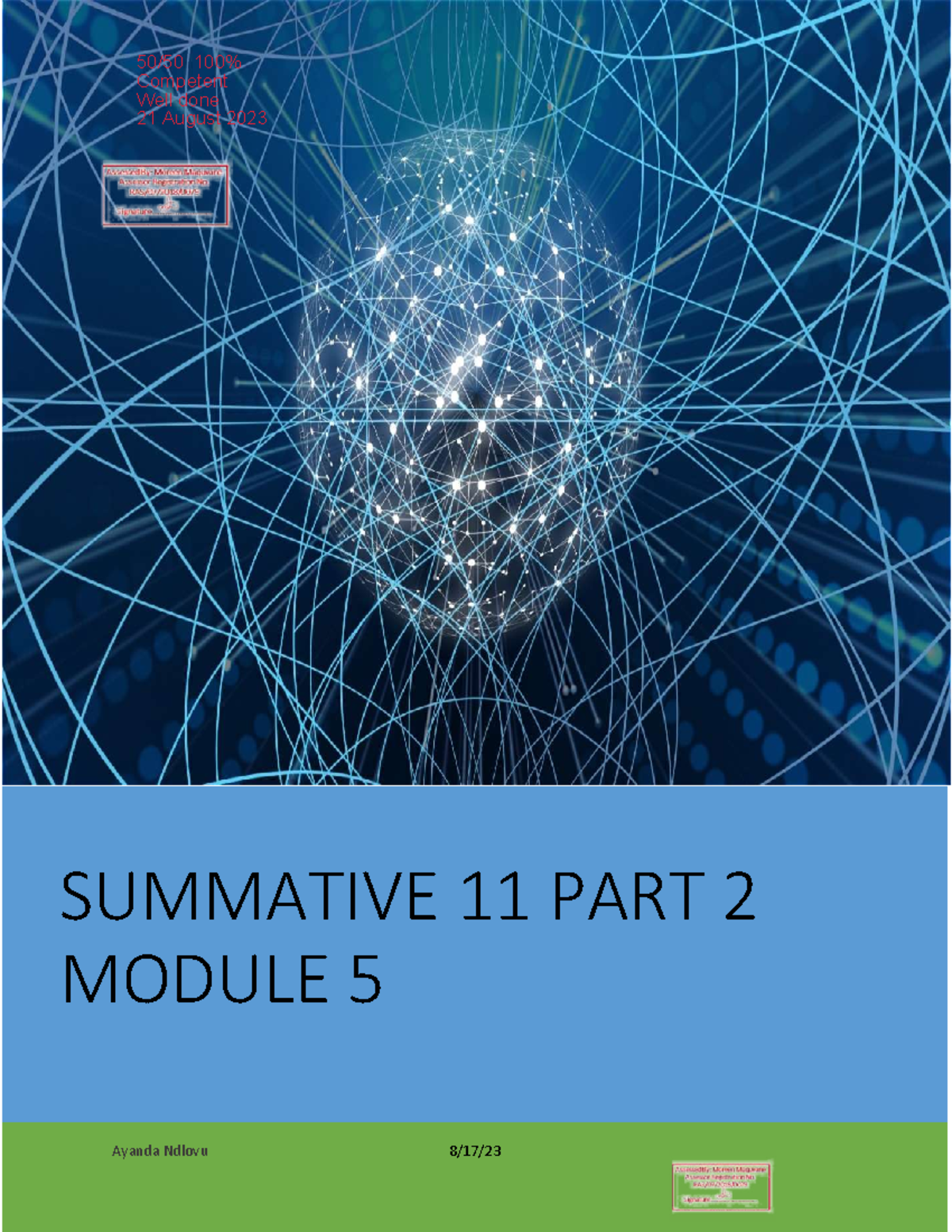 Ndlovu OA Summative Assessment 11 Part 2 - Module 5 Overview - Studocu