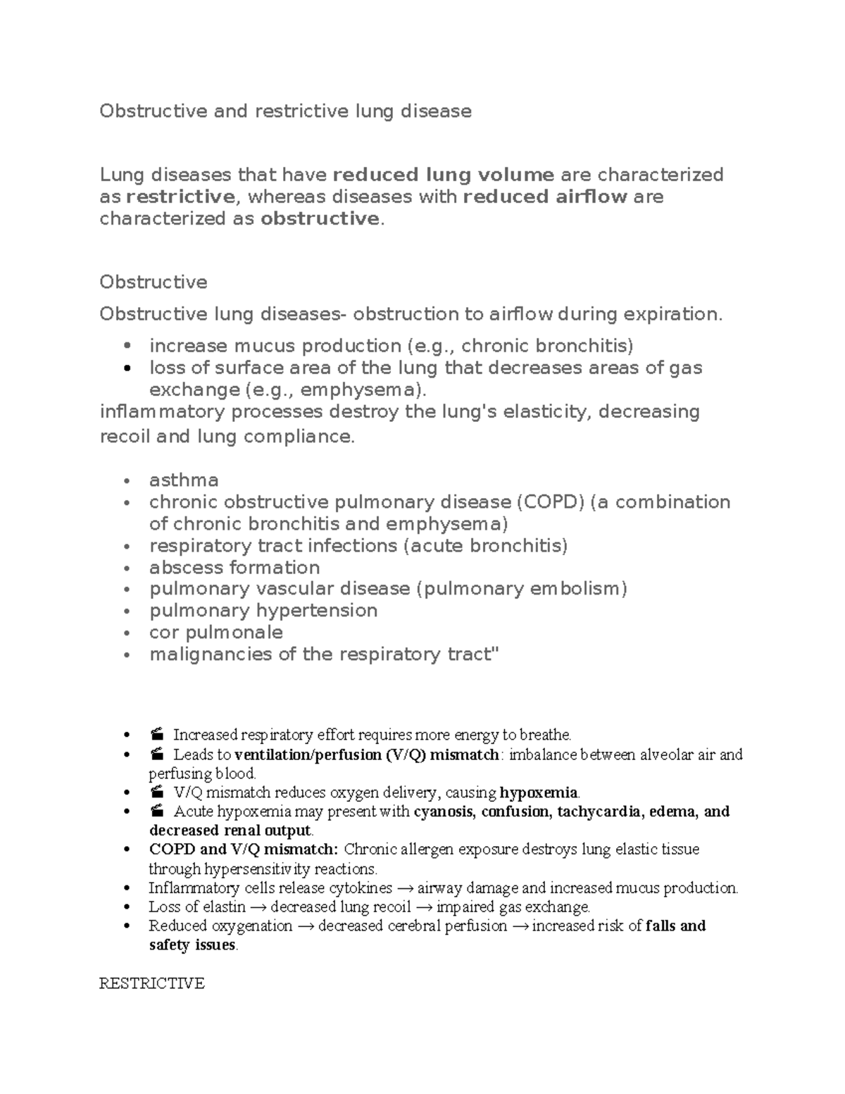 COPD: Understanding Obstructive & Restrictive Lung Diseases - Studocu