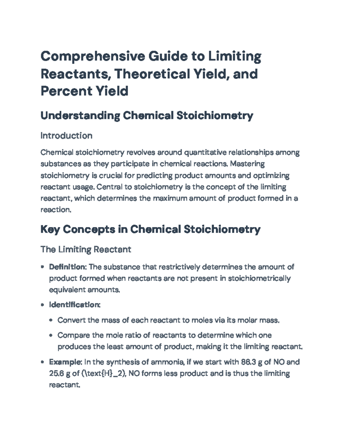 Comprehensive Guide to Limiting Reactants and Yields: Chem 101 ...