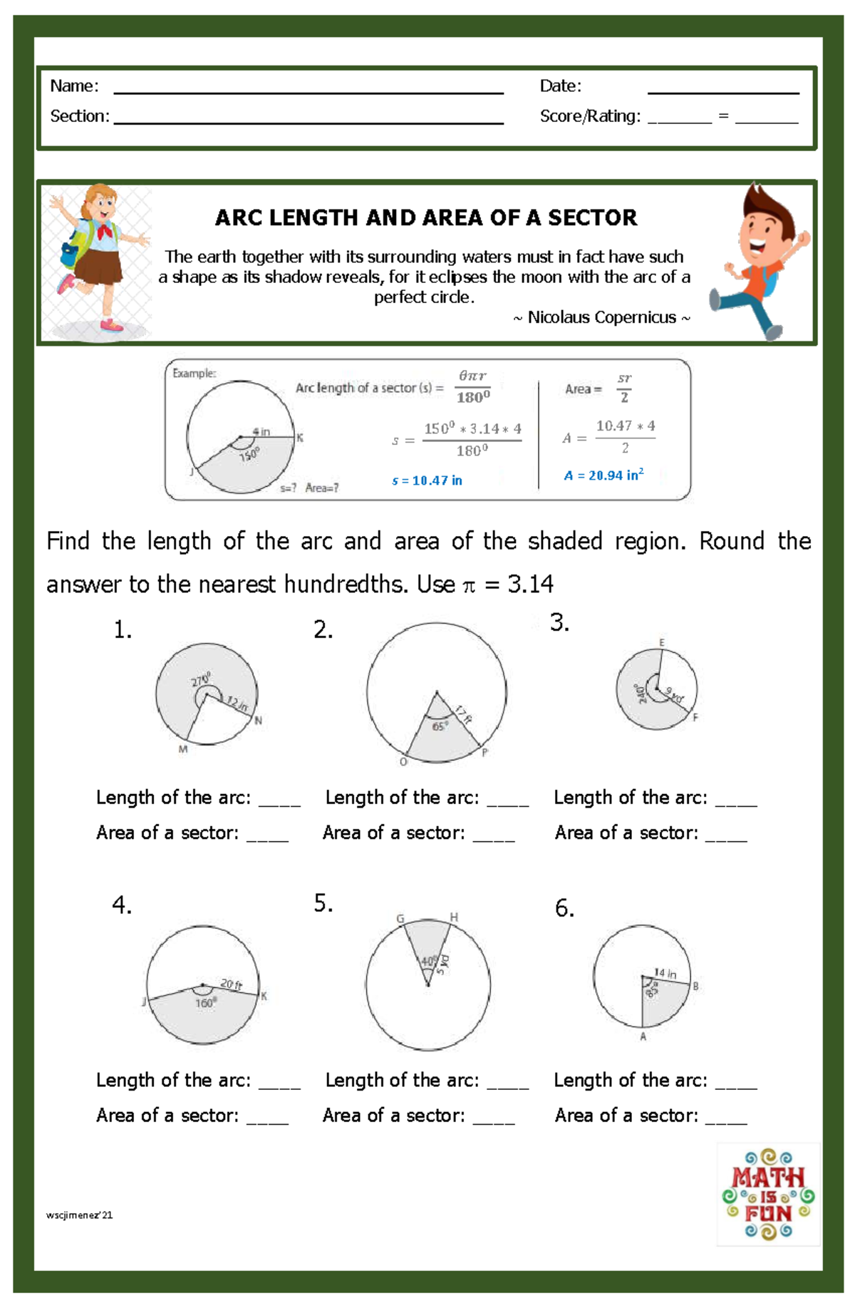 Module 4 - Arc Length & Area of a Sector Notes - Studocu