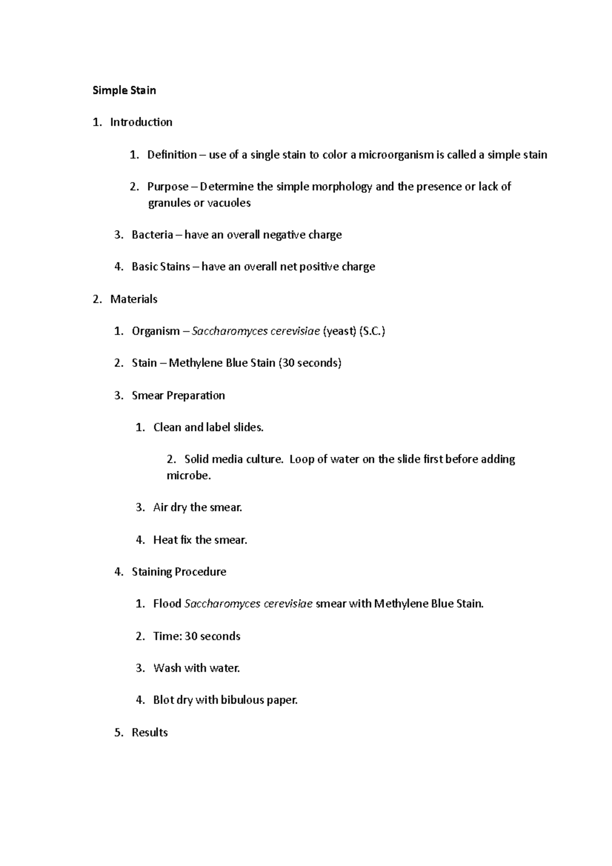 Simple Stain - Simple Stain Introduction Definition – use of a single ...