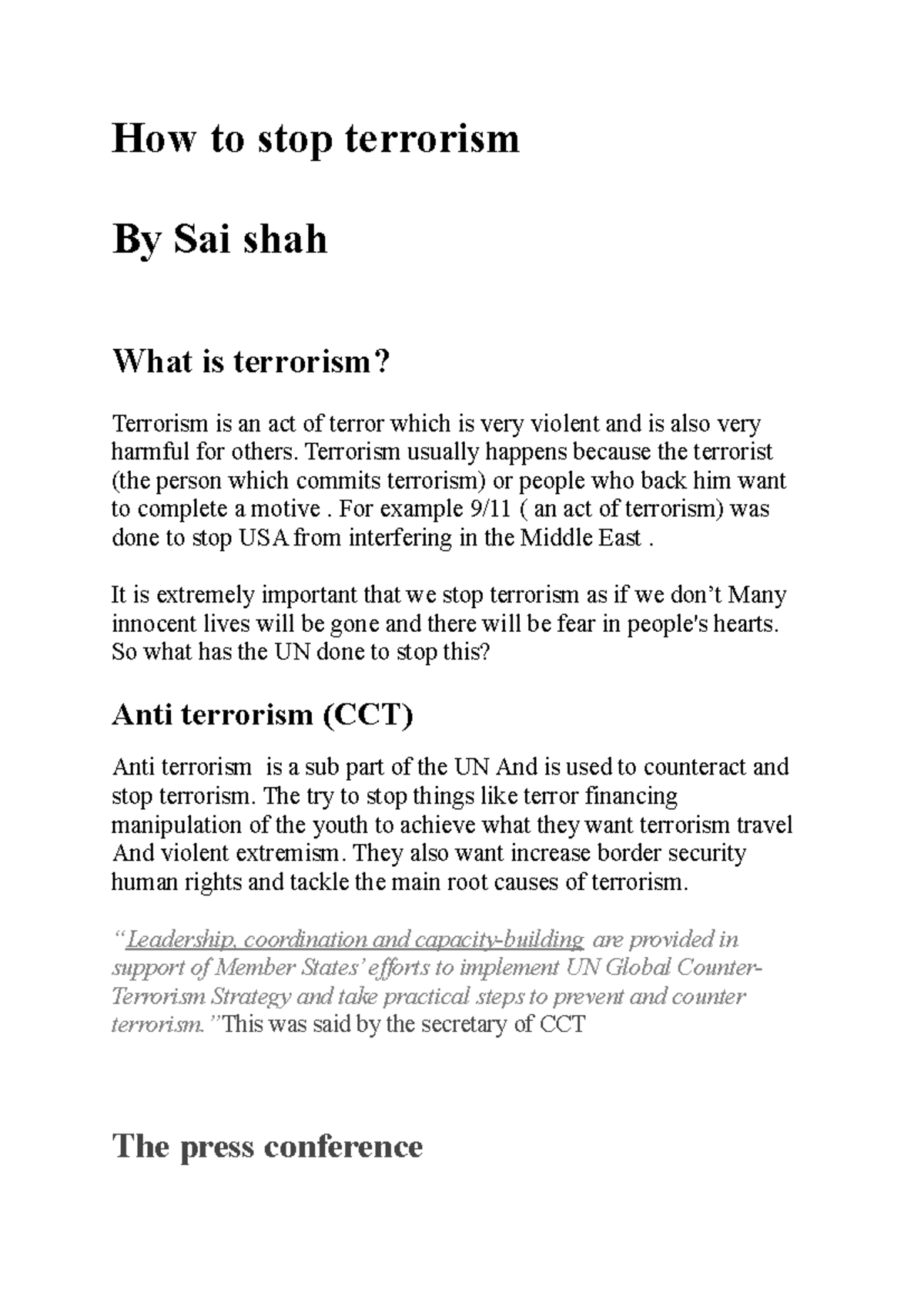 Anti terrorism - Good for beginners - How to stop terrorism By Sai shah ...