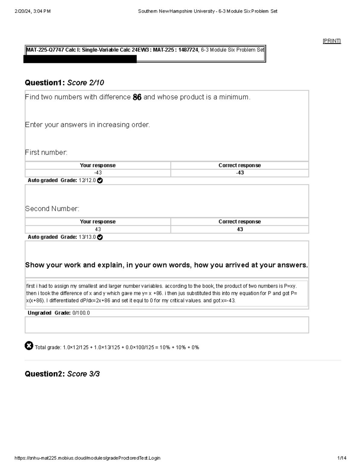 MAT-225-Q7747 Calc I: 6-3 Problem Set Solution Overview - Studocu