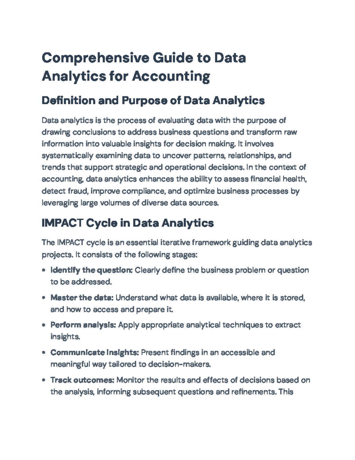 Comprehensive Guide to Data Analytics for Accounting (Final Exam) - Studocu