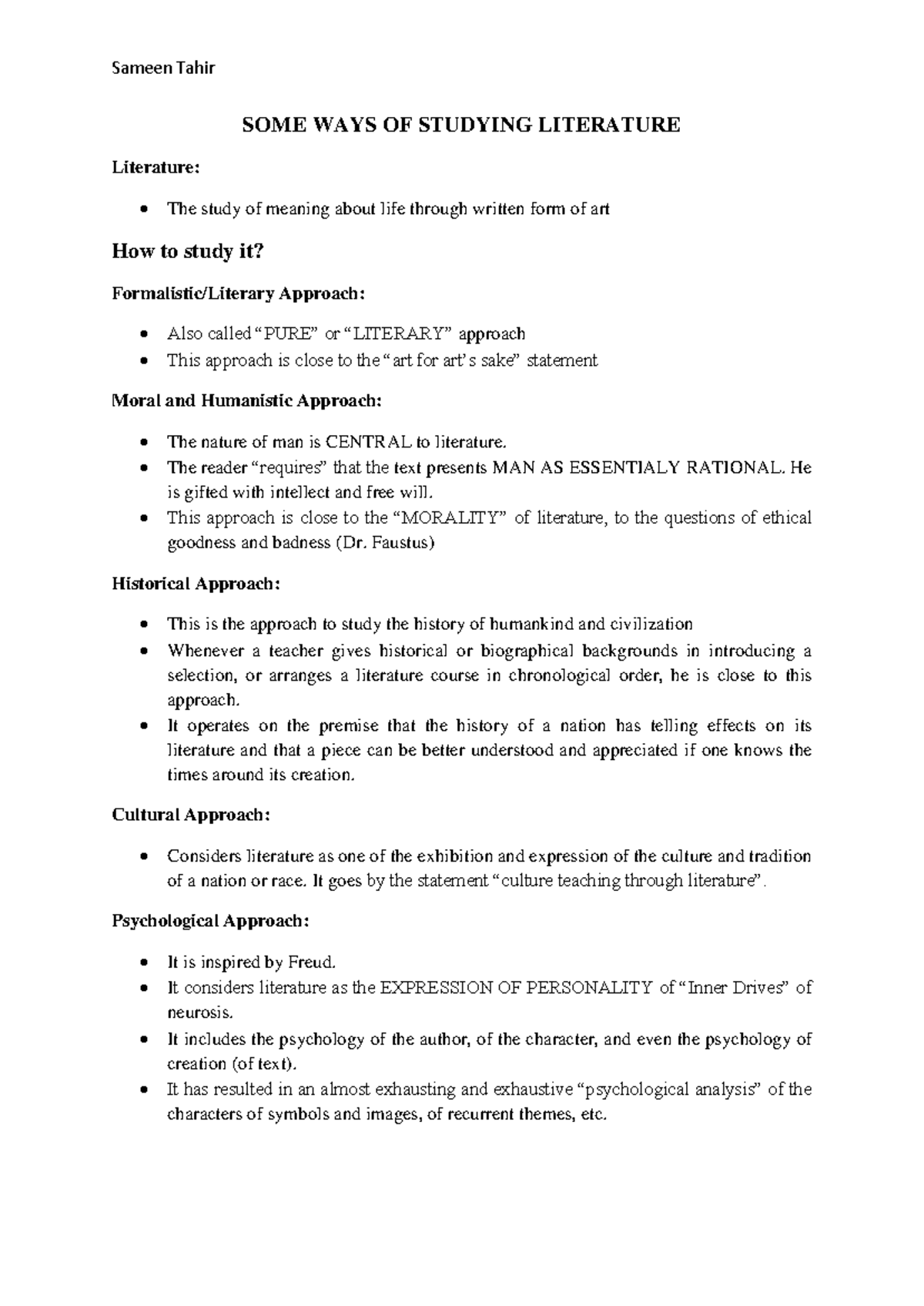 RMT - Exploring Approaches to Literary Study and Research Methods - Studocu