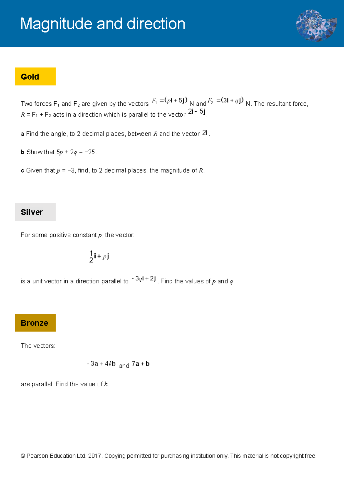 A Level Maths BSGWS P1: Magnitude & Direction of Forces - Studocu