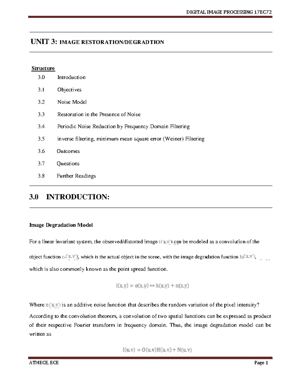 DIP Notes: Image Restoration and Degradation - Module 3 Study Guide ...
