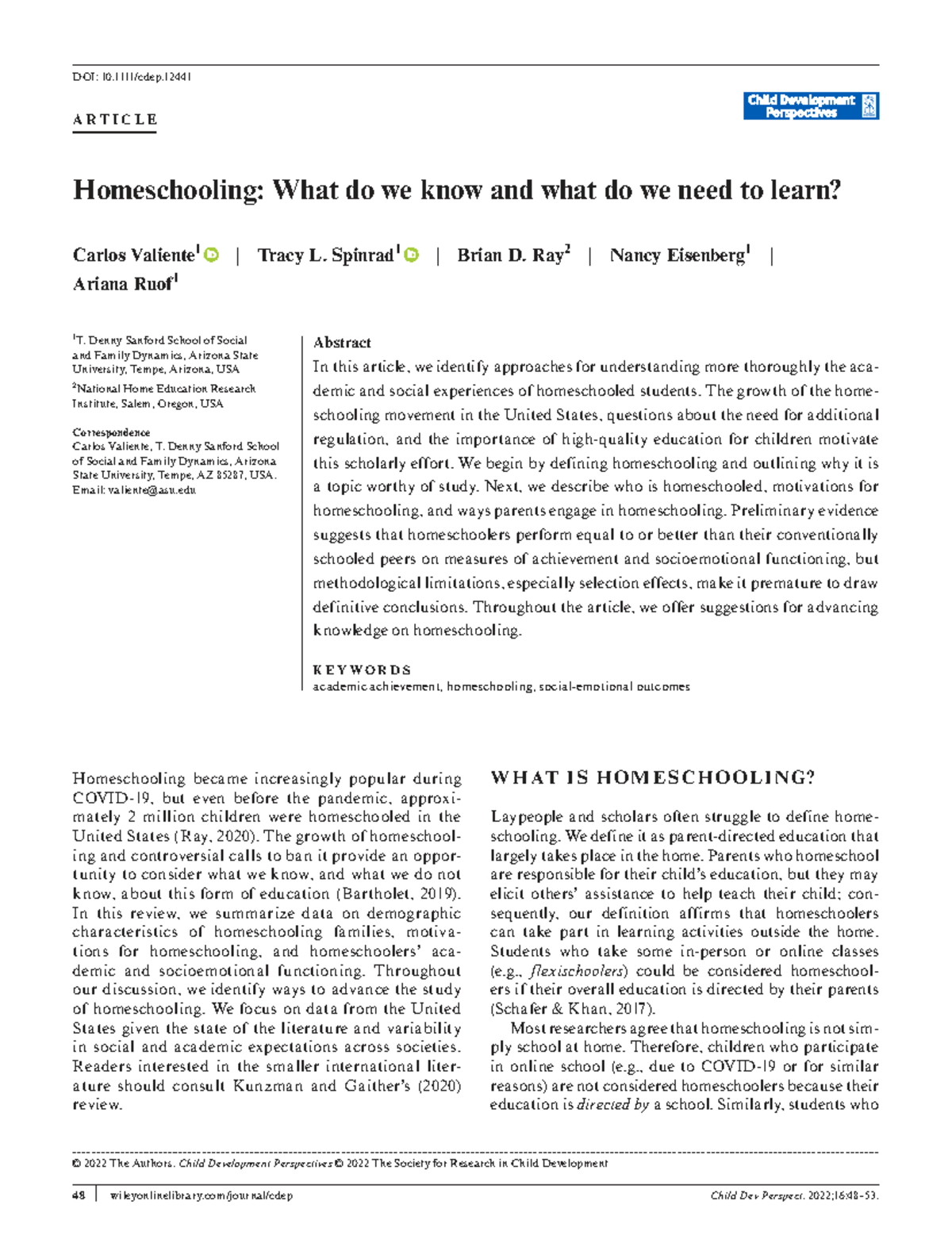 Homeschooling: Insights on Academic & Social Outcomes (EDU 101) - Studocu