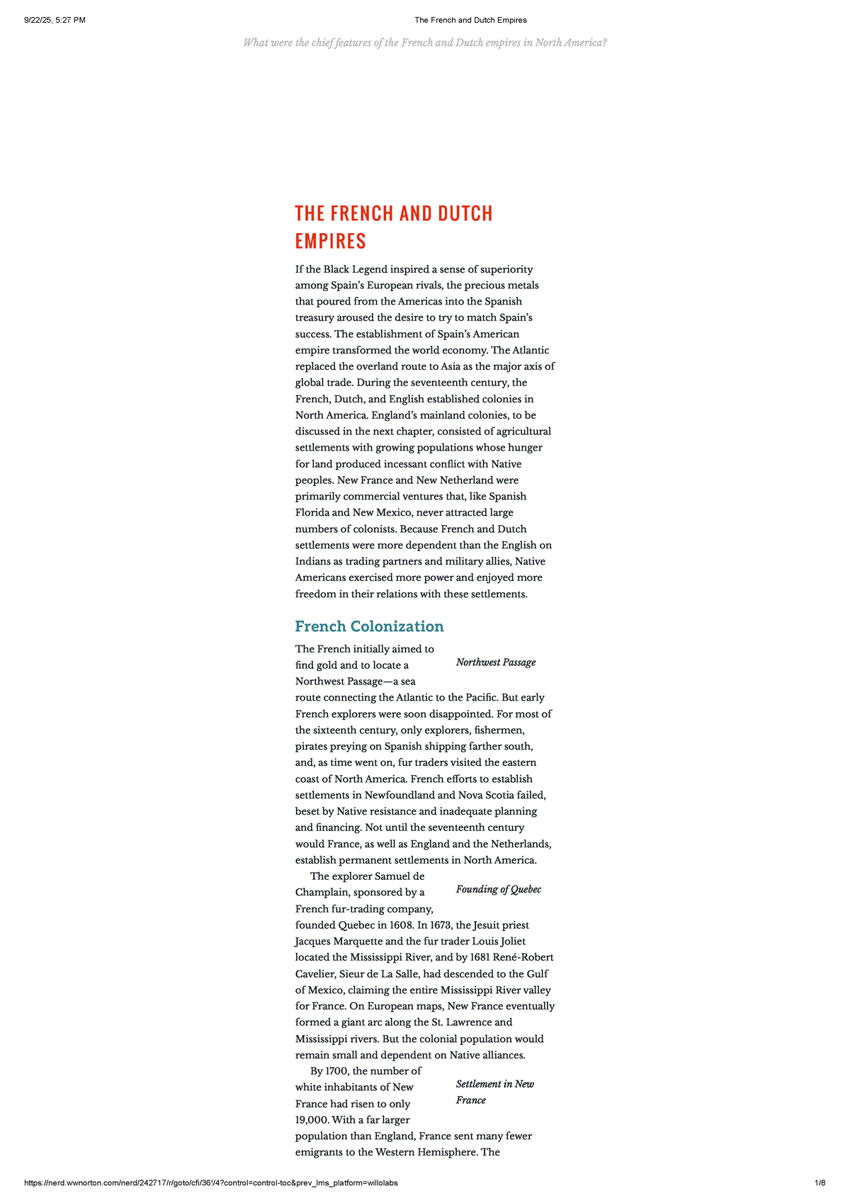 French and Dutch Empires in North America: Key Features and ...