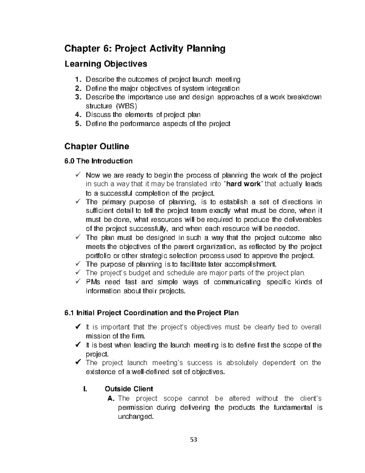 Chapter 6: Project Activity Planning and WBS Overview - Studocu