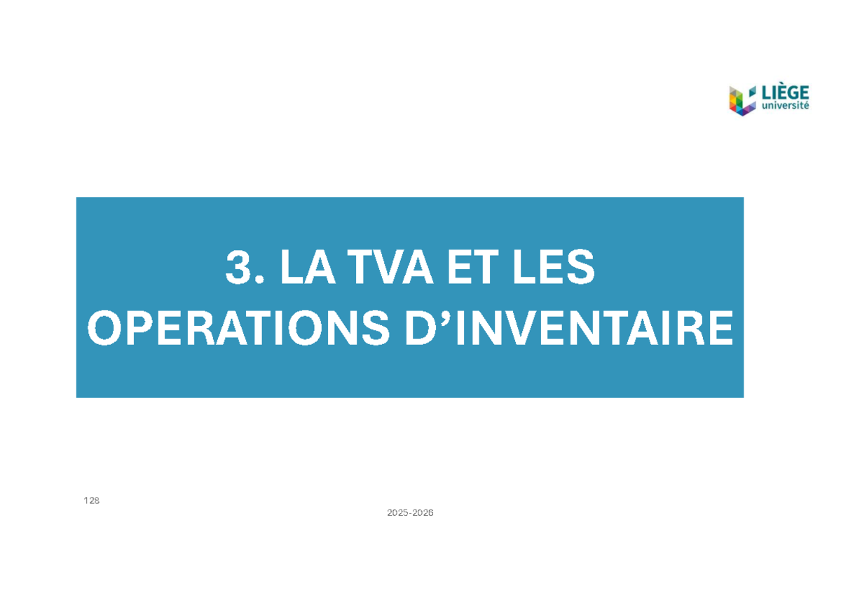 Chapitre 3 : La TVA et les Opérations - Principes et Types - Studocu