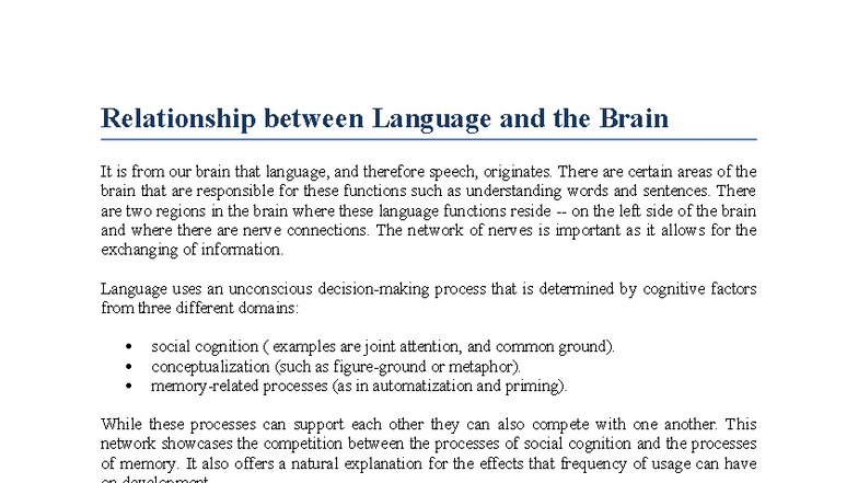 Language and Brain Function: Understanding Aphasia and Processing - Studocu