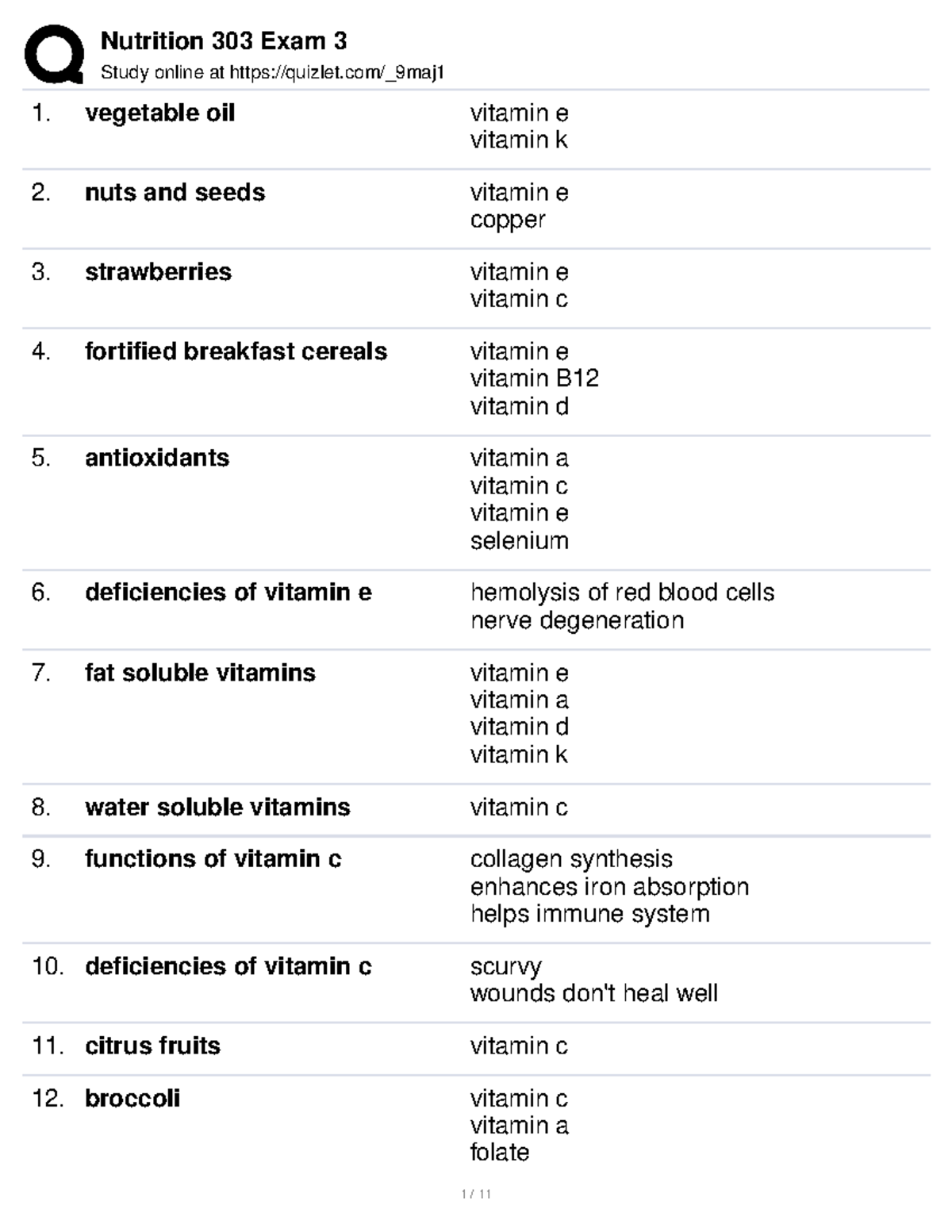 Nutrition 303 Exam 3 - Practice Material for exam 3 - Study online at ...