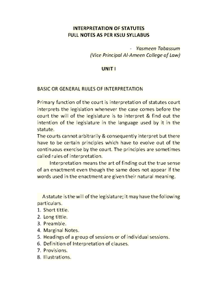 Presumptions - Lecture note of interpretation of statutes - Presumption ...