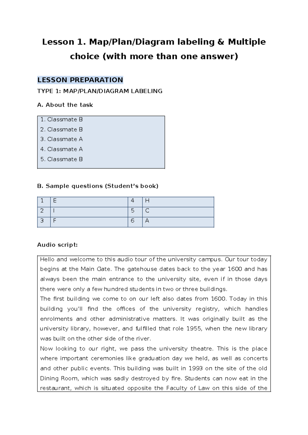 Lesson 1: Labeling & Multiple Choice Answer Key (L1) - Studocu