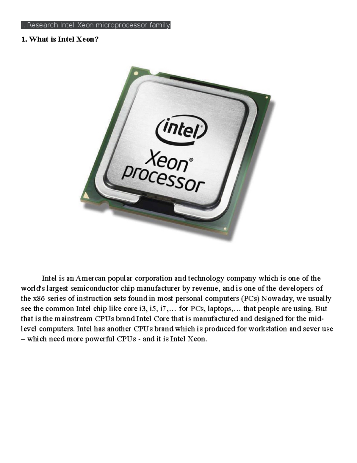 Research on Xeon family - I. Research Intel Xeon microprocessor family ...