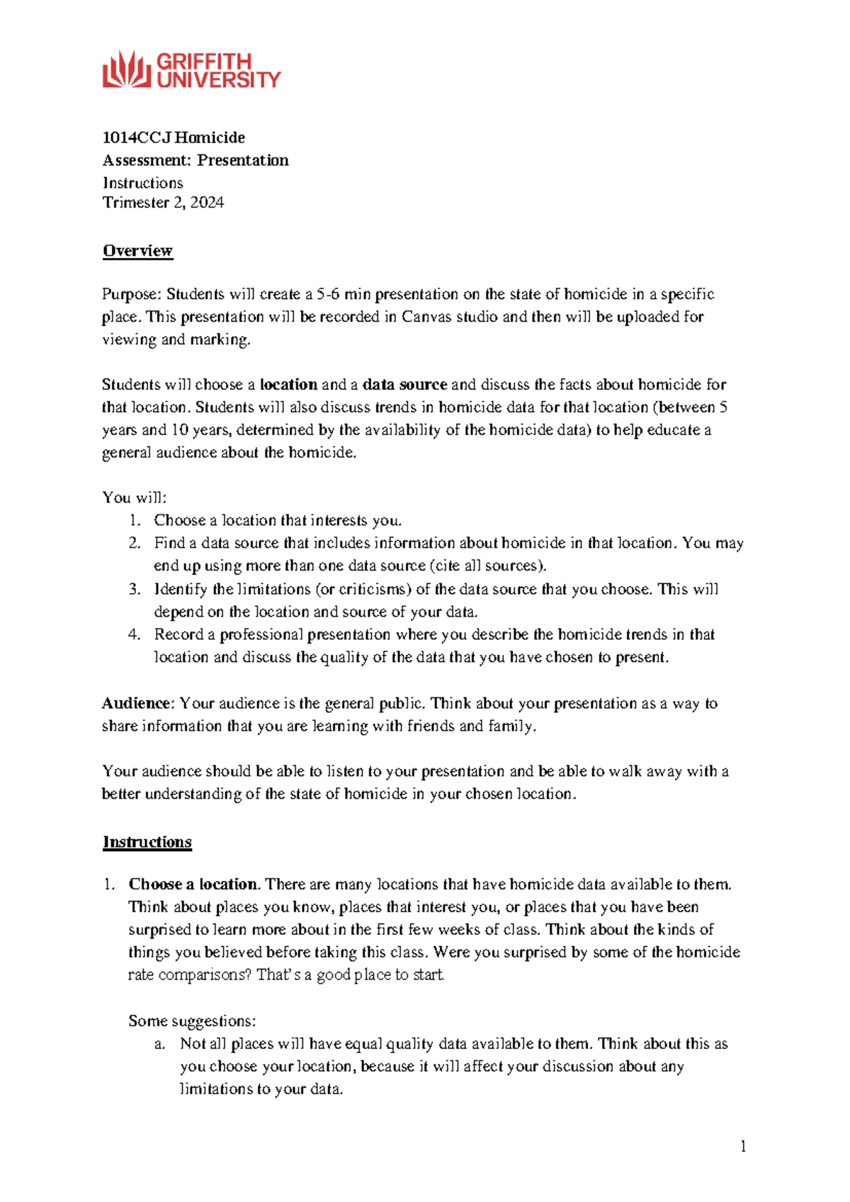 1014CCJ A1 Presentation Guidelines on Homicide Trends - Studocu