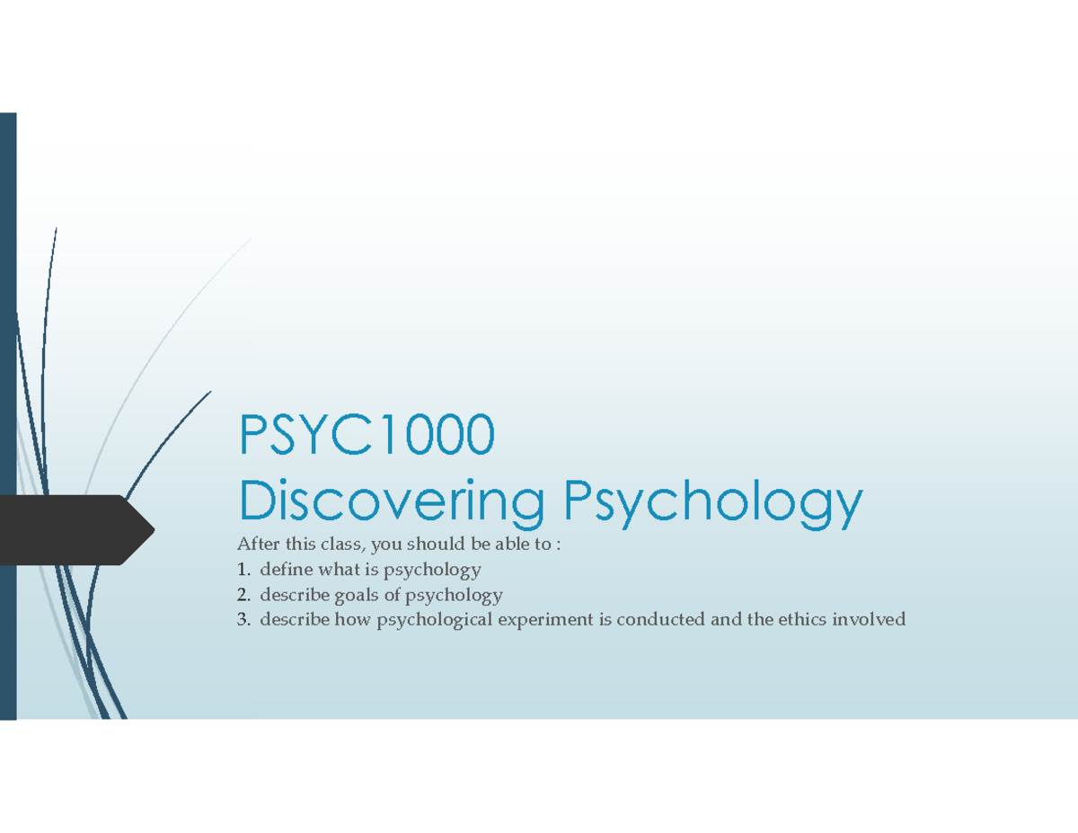 PSY101: Introduction to Psychology Overview and Key Concepts - Studocu
