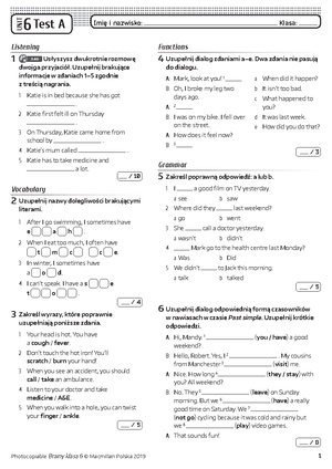 [Unit 5] Test (A) - Sprawdzian unit 5 - Imię i nazwisko Klasa ...