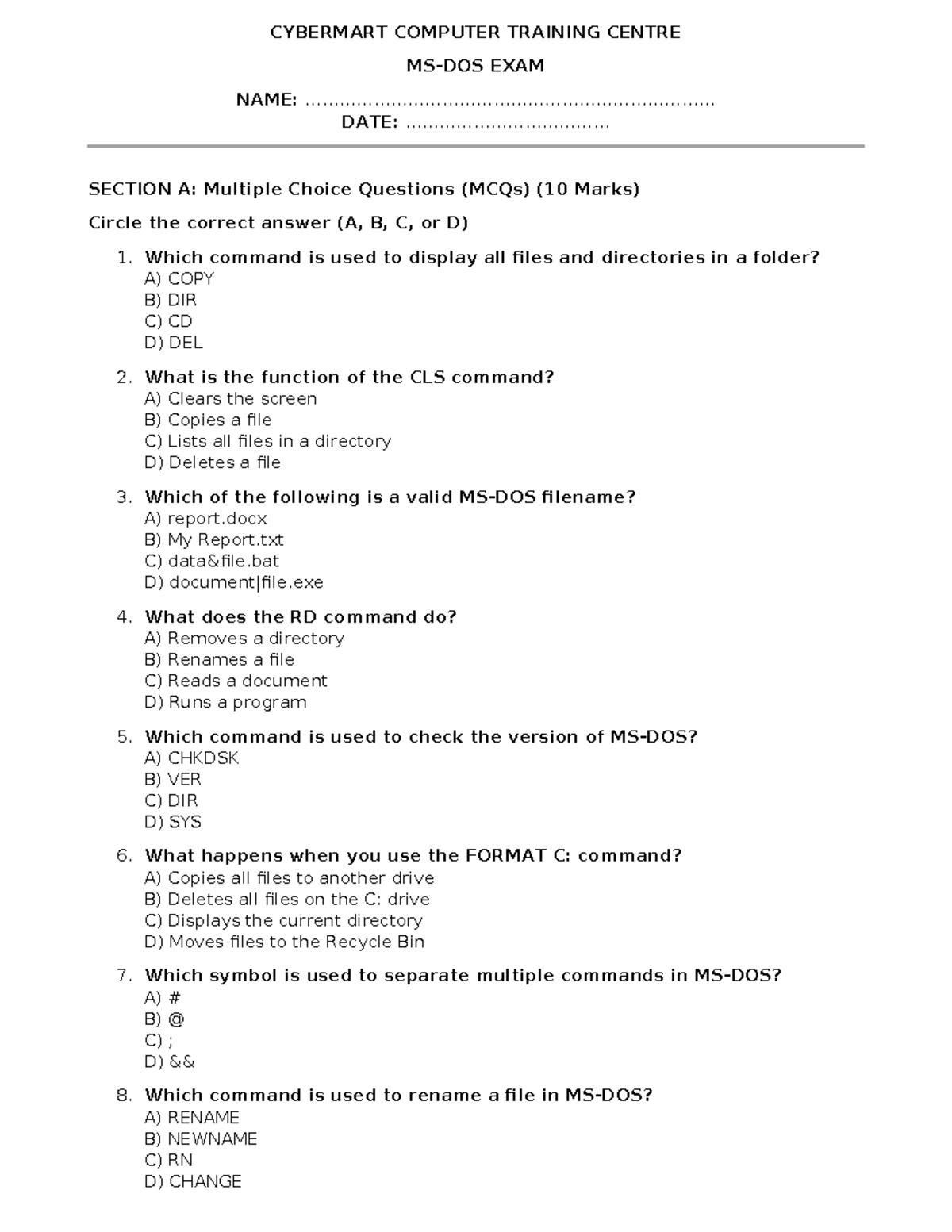 Final Exam Review for CS101: Key Concepts and Practice Questions ...