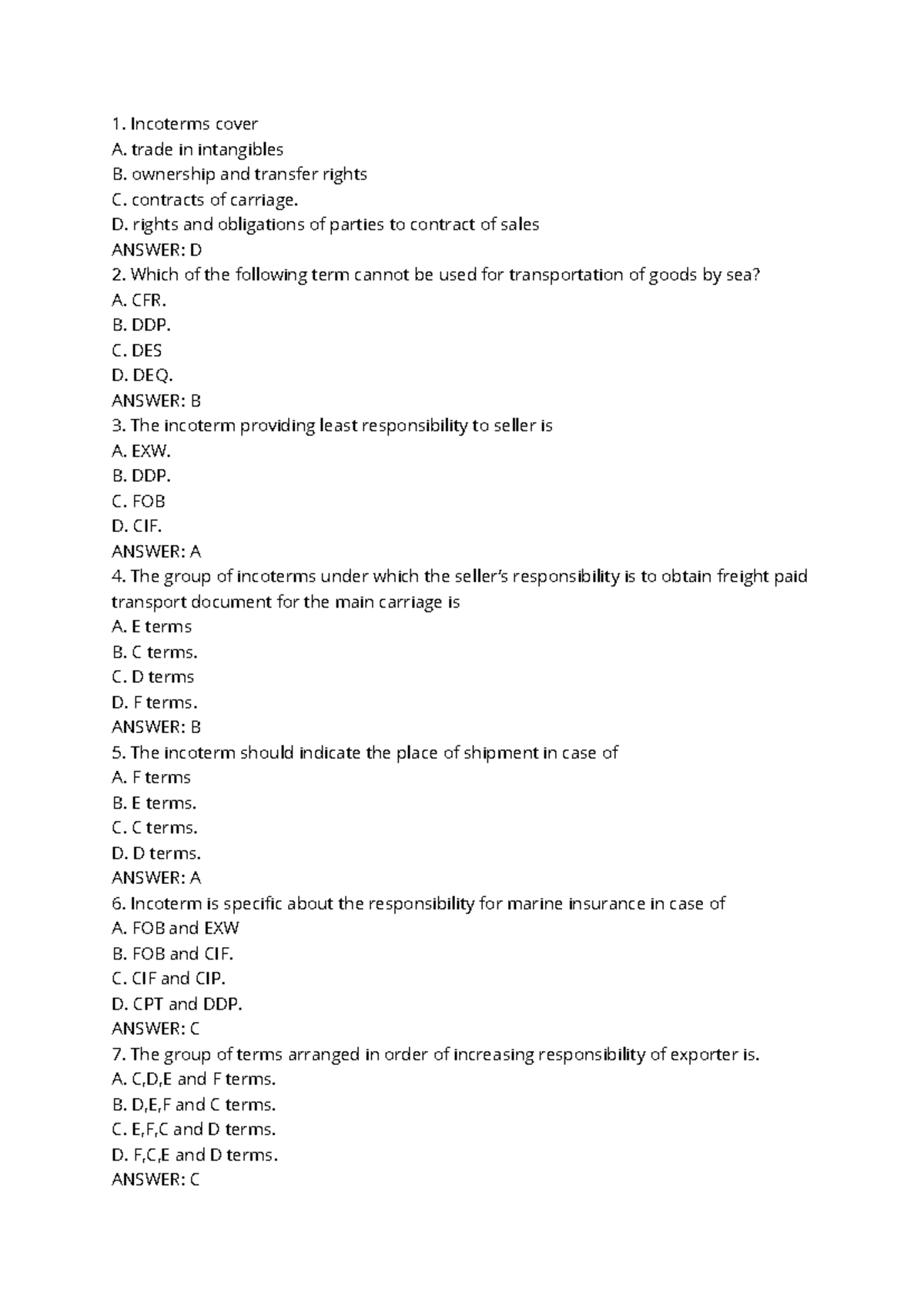 515348408-Incoterms MCQ Study Guide for Exams - Studocu