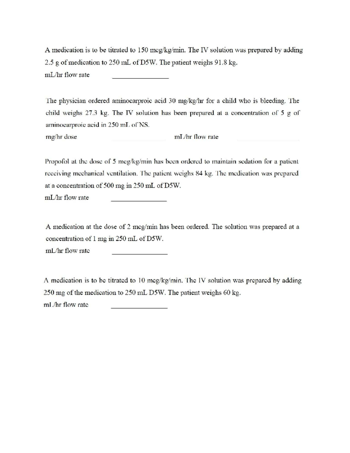 Titration Practice for IV Medications and Flow Rates - Studocu