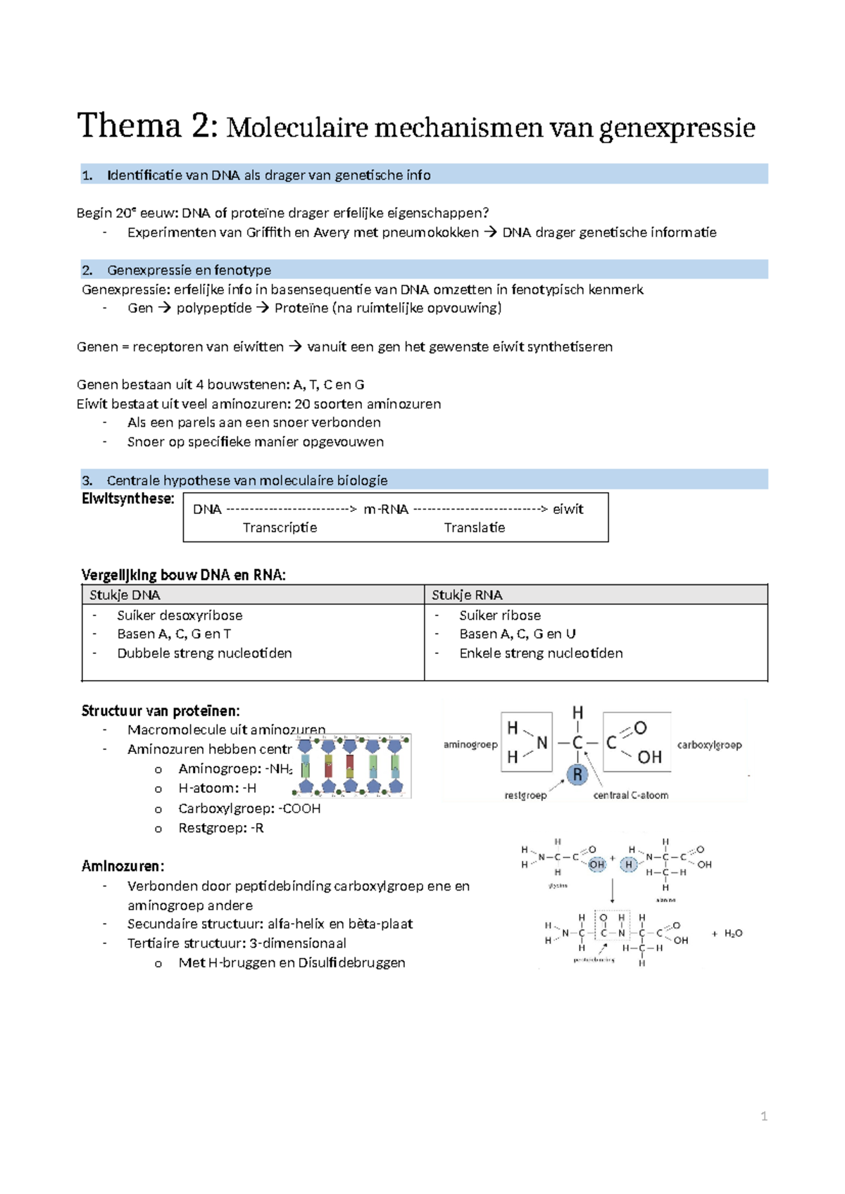 Thema 2 - Moleculaire mechanismen van genexpressie - Identificatie van ...