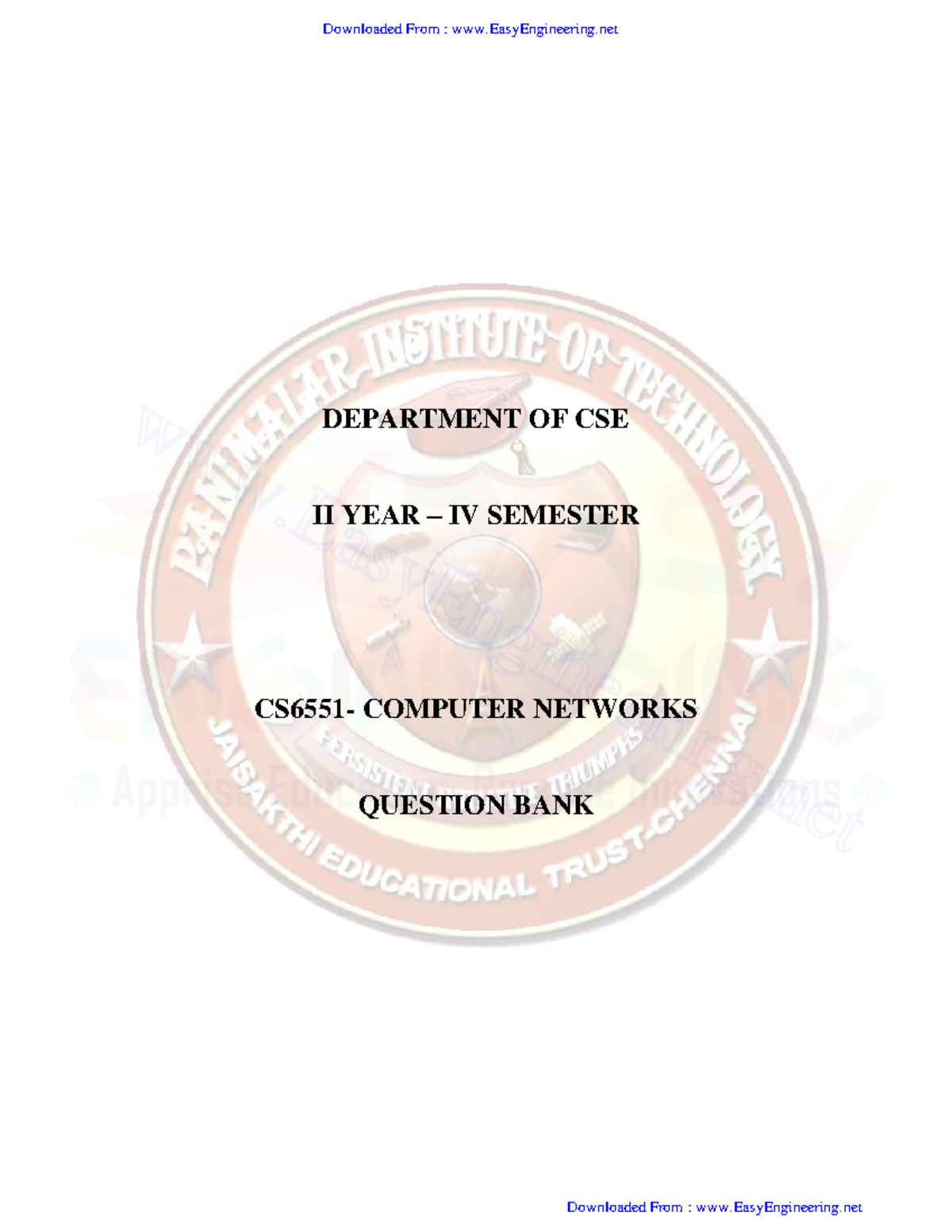 CS6551 - COMPUTER NETWORKS Question Bank & Study Guide - Studocu