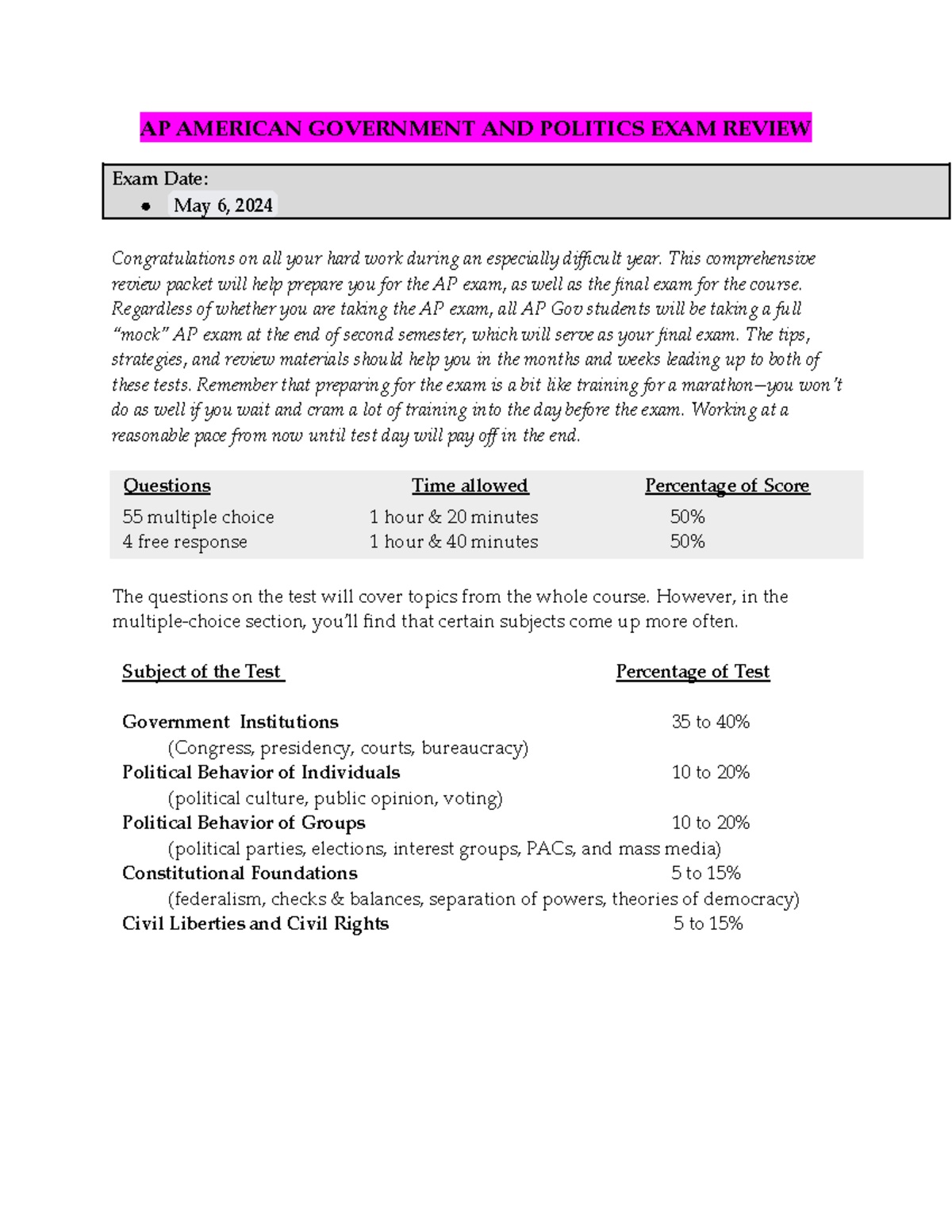 AP GOV Exam Review for Final Exam and AP Exam Prep - AP AMERICAN ...