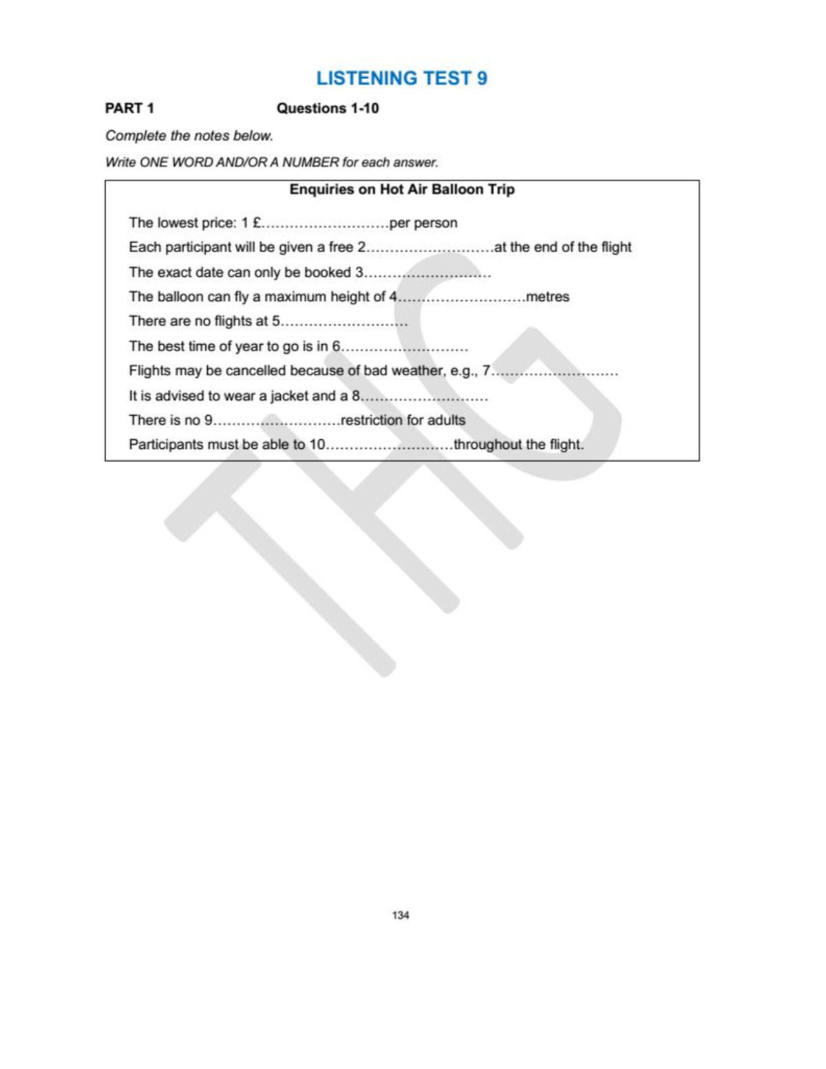 Listening Test 9 (S): Notes & Answers for Part 1-4 - Studocu