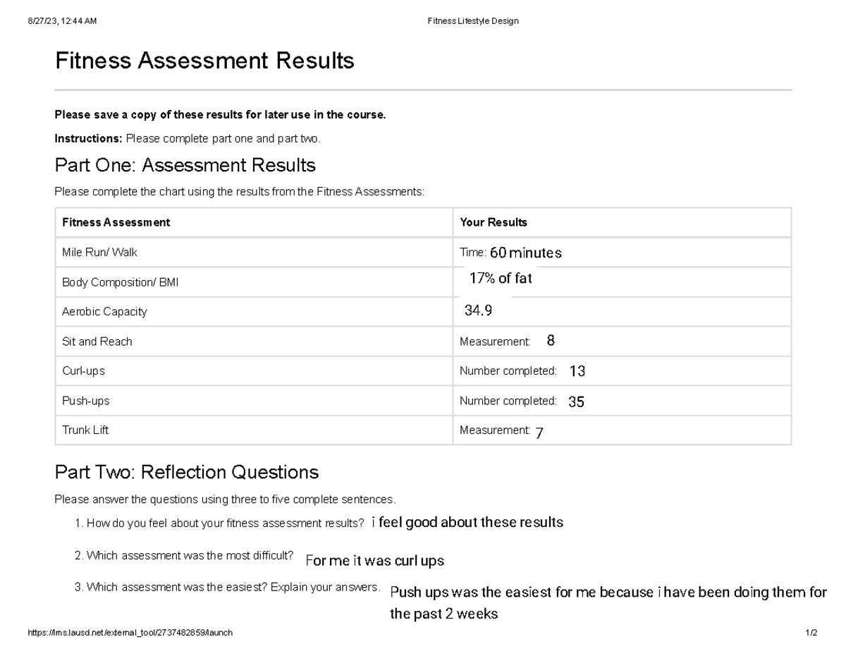 01.03 Fitness Tracking Schoology - 8/27/23, 12:44 AM Fitness Lifestyle ...