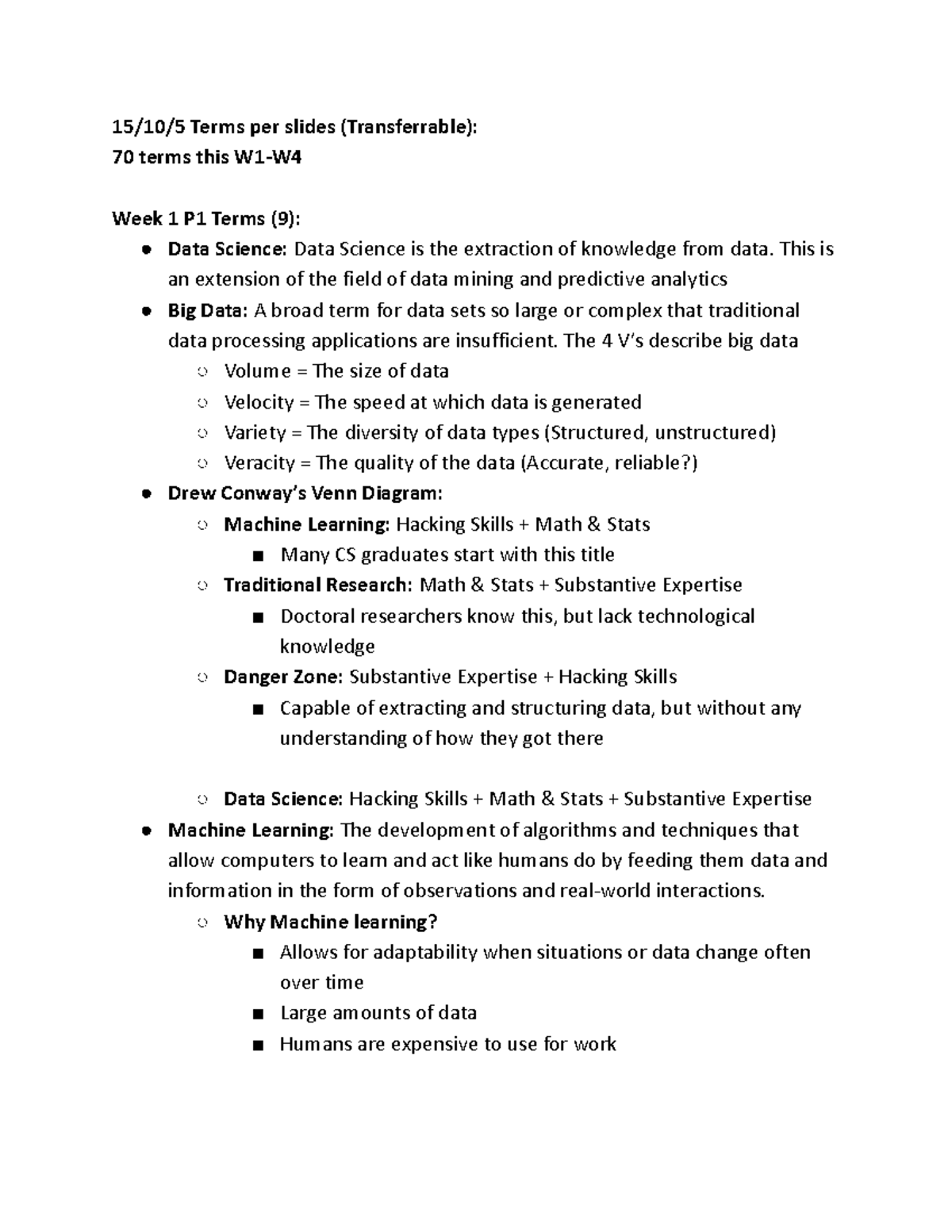 FIT1043 Vocabulary Notes: Key Terms from Weeks 1-4 - Studocu