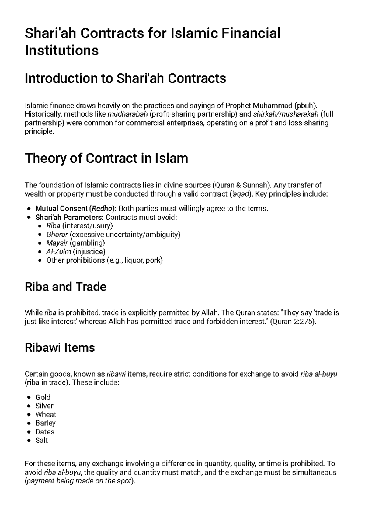Chapter 2: Shariah Contracts for Islamic Financial Institutions Study ...