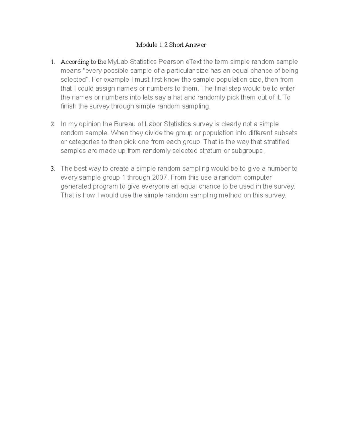 Module 1.2 Statistics Lab Homework: Simple Random Sampling Explained ...