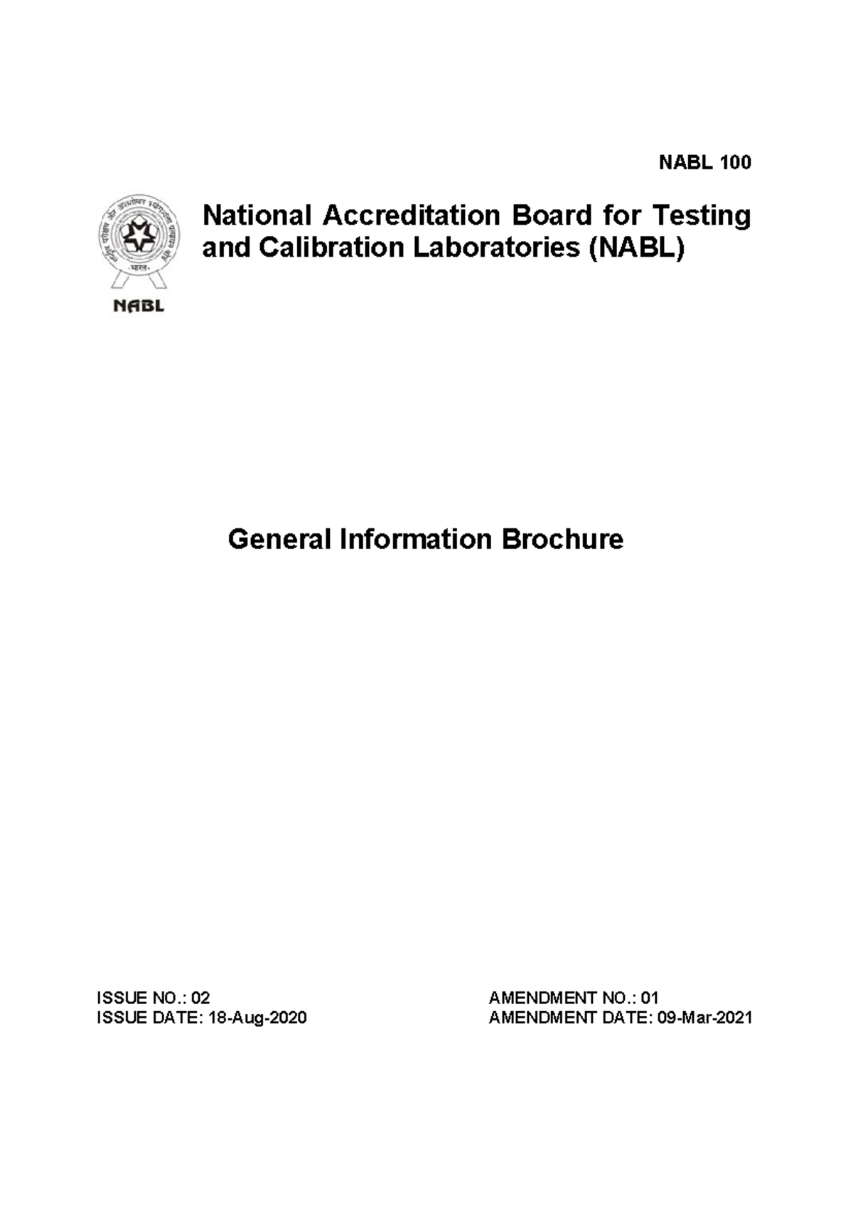 NABL-100 - General Information Brochure and Amendments Update - Studocu