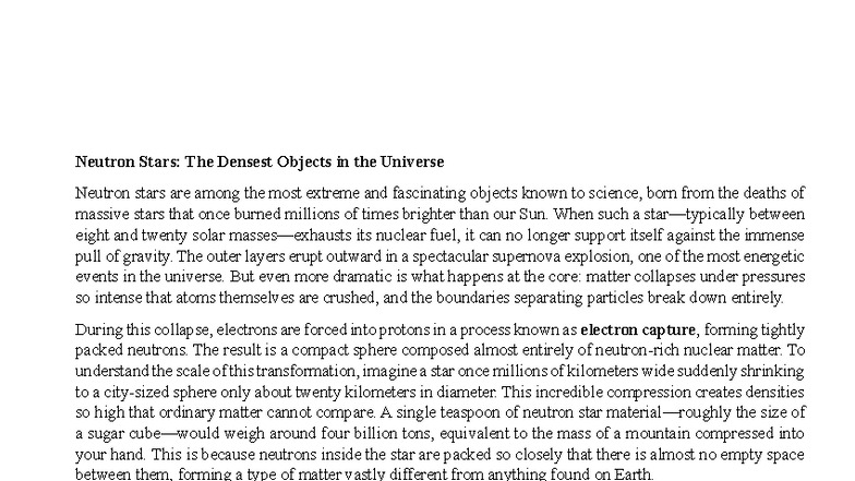 Neutron Stars: Understanding the Universe's Densest Objects - Studocu