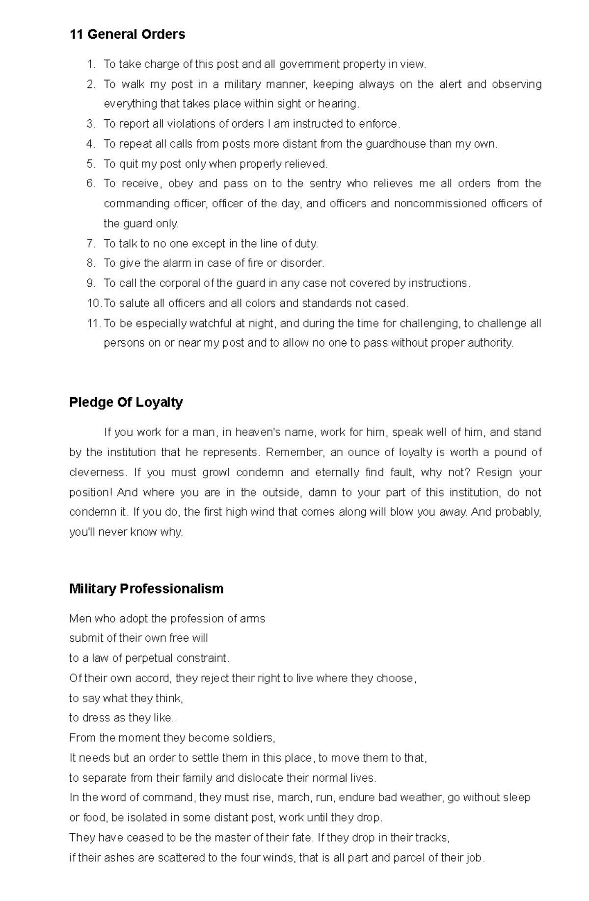 ROTC 11 General Orders: Understanding Military Protocols and Values ...