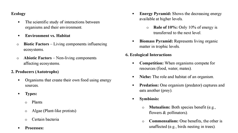 Environmental Science (Prelim): Ecosystem Interactions and Dynamics ...