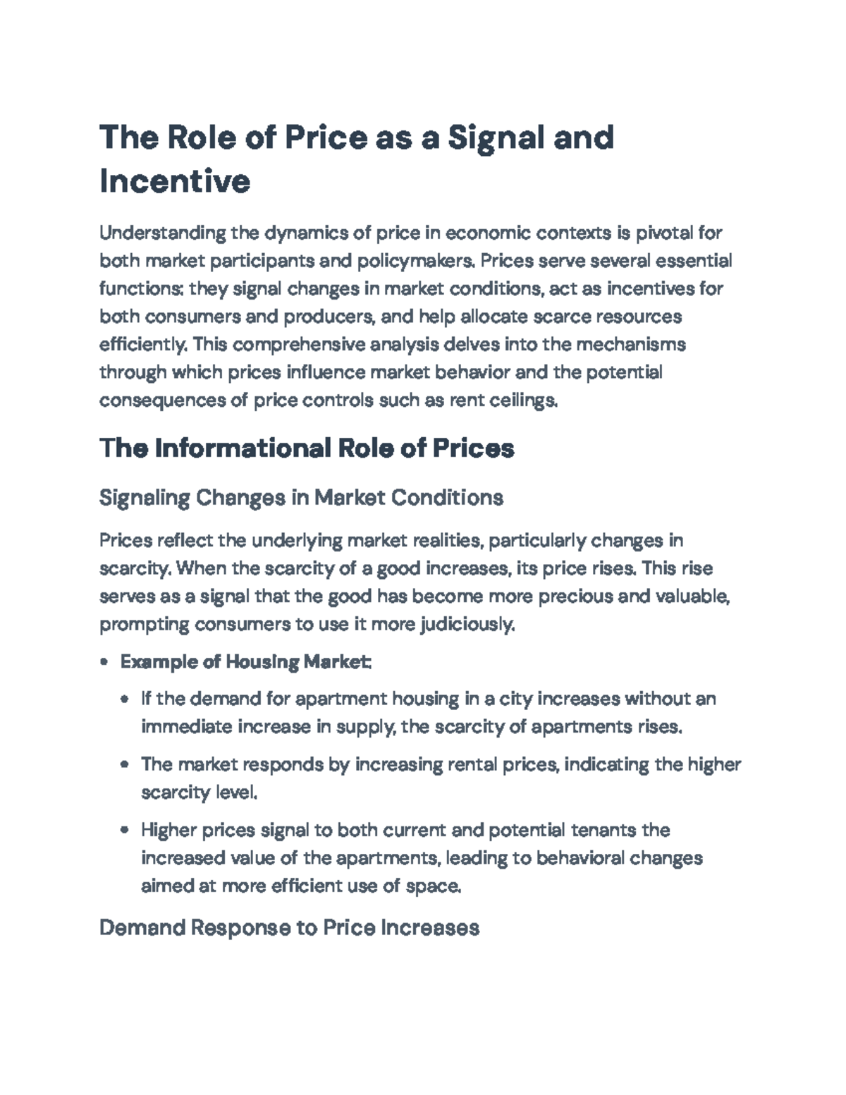 Understanding Price Dynamics: Signals, Incentives, and Market Controls ...