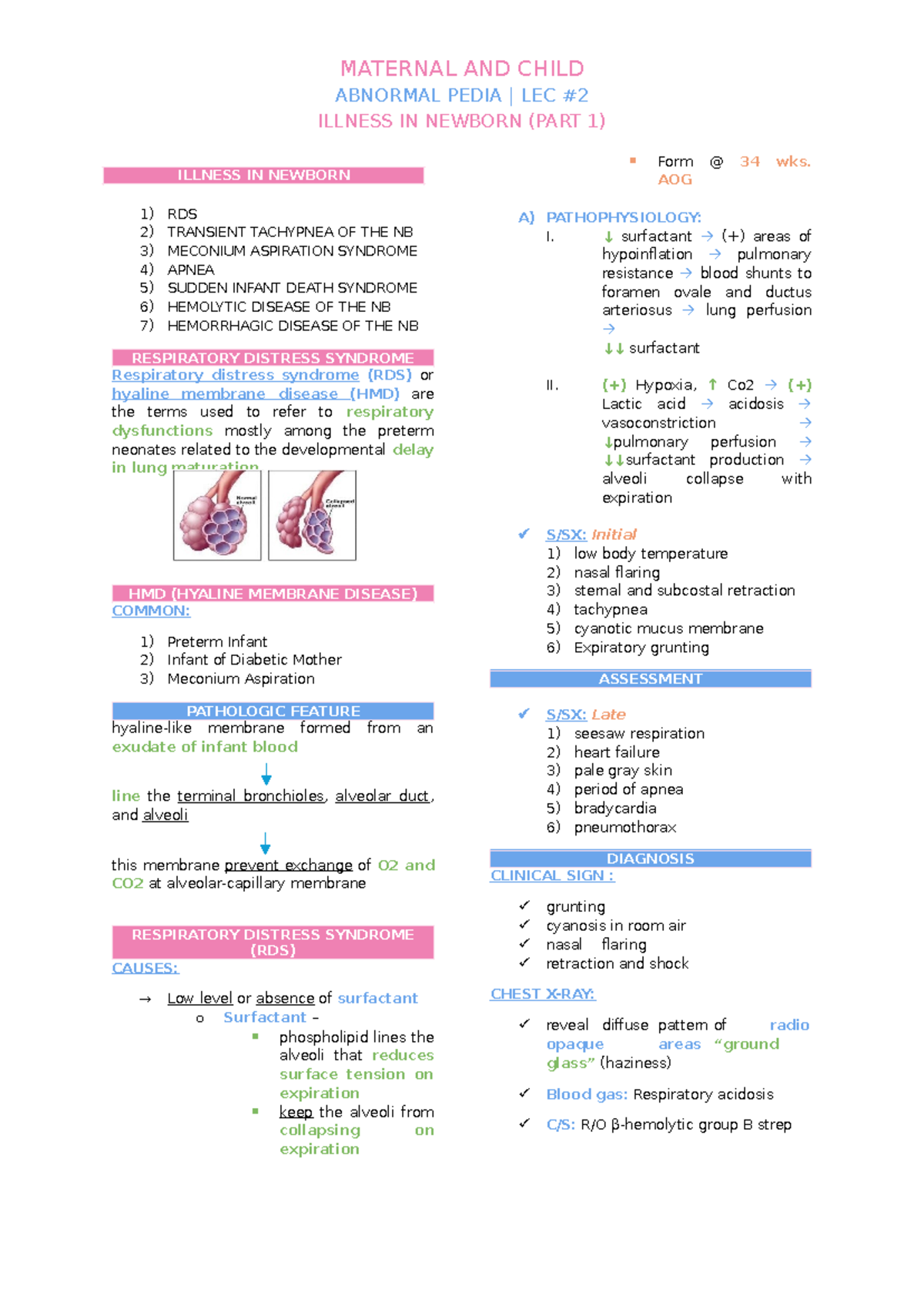 AB Pedia (LEC #2): Maternal and Child Abnormal Illnesses in Newborns ...