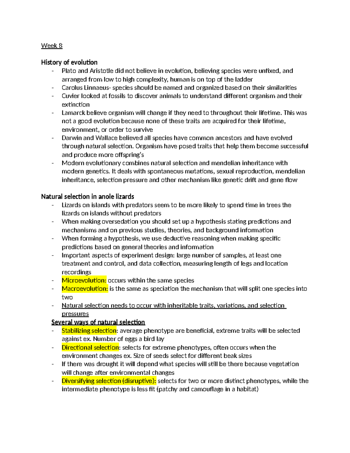 Final Exam Notes: Evolutionary Theories and Mechanisms (BIO 101) - Studocu